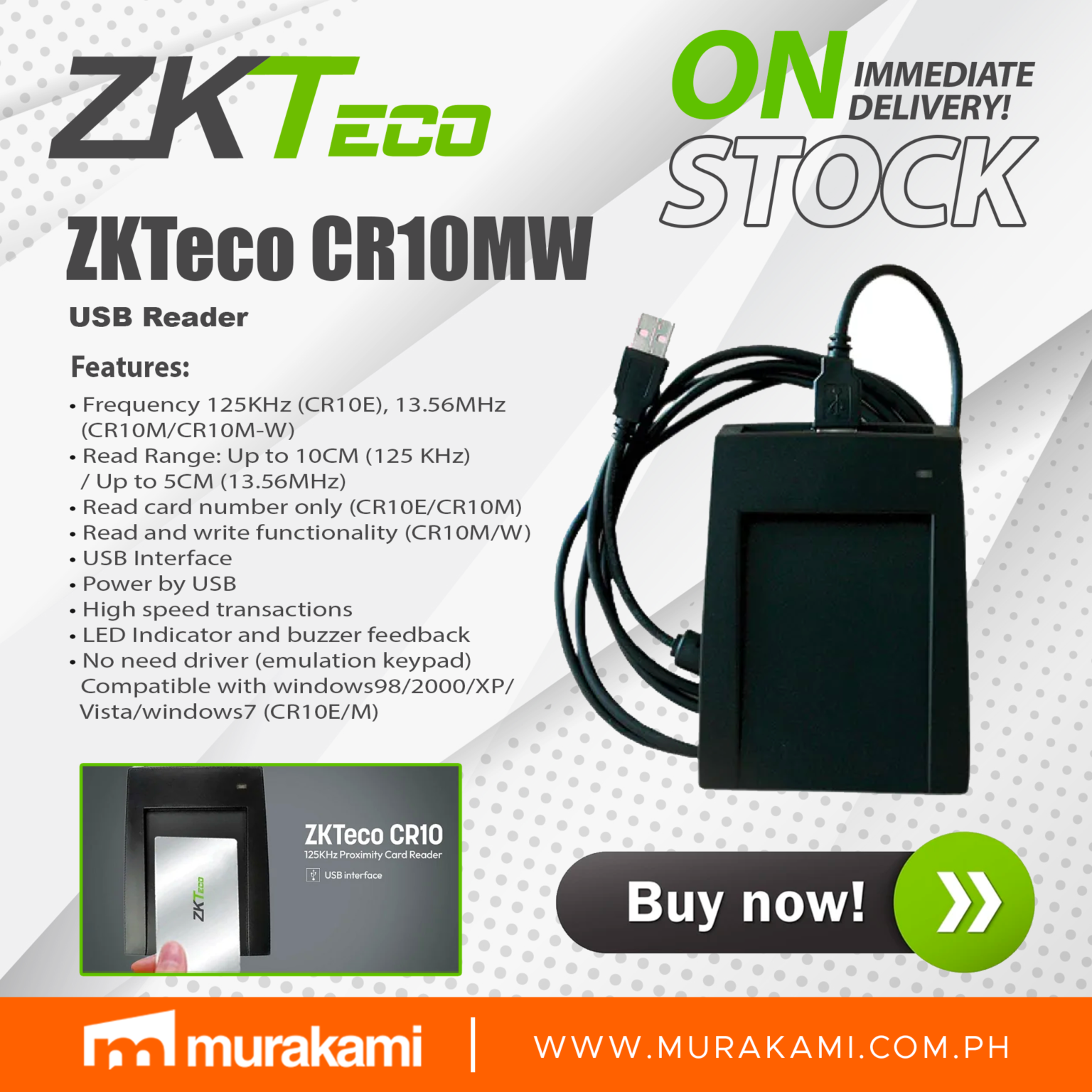 ZKTeco ZK CR10MW (IC USB) USB Reader – Murakami