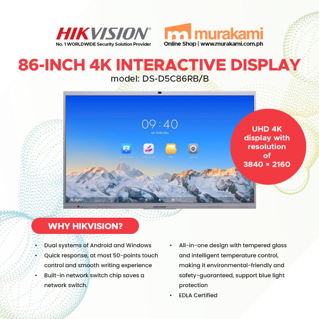 Hikvision DS-D5C86RB/B 86-inch 4K Interactive Display – Murakami Hikvision DS-D5C86RB/B 86-inch 4K Interactive Display – Murakami